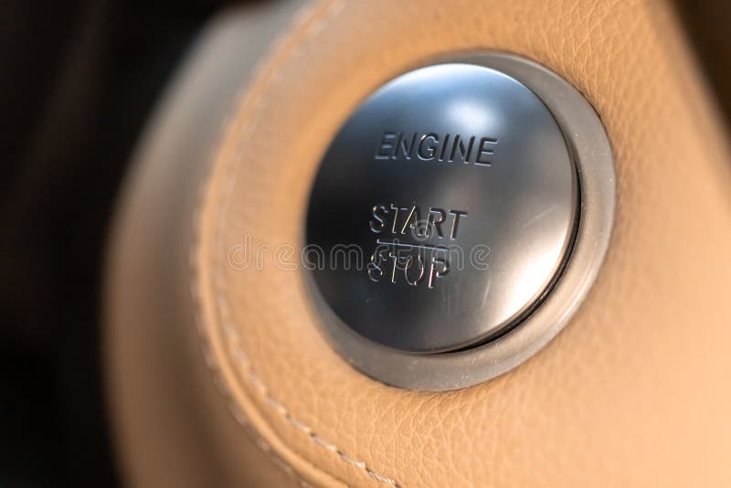 Engine Start and Stop Button in Luxury Sport Car Close-up View Stock ...