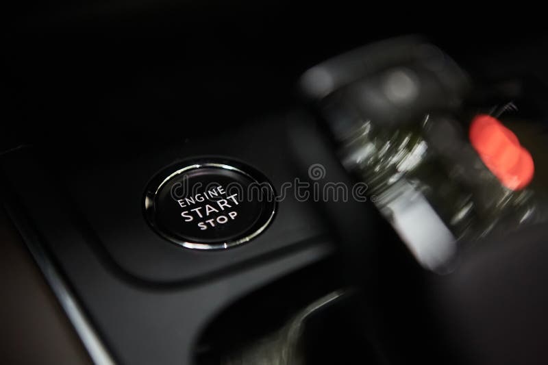 Engine Start Stop Button of a Modern Car Stock Photo - Image of engine ...