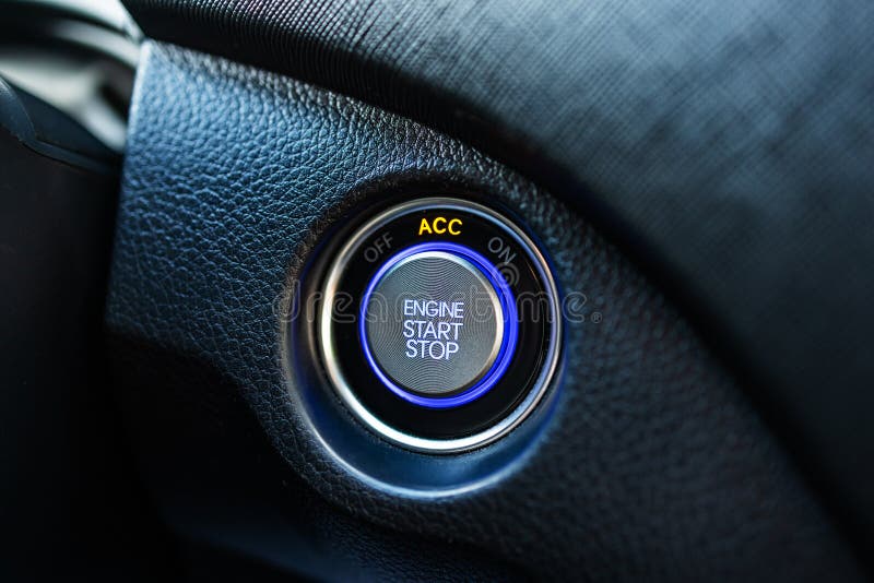Engine Start and Stop Button in Modern Car Stock Photo - Image of sign ...