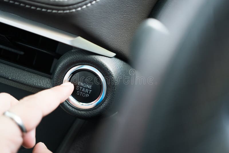 Engine Start Stop Button in Modern Car Stock Photo - Image of electric ...