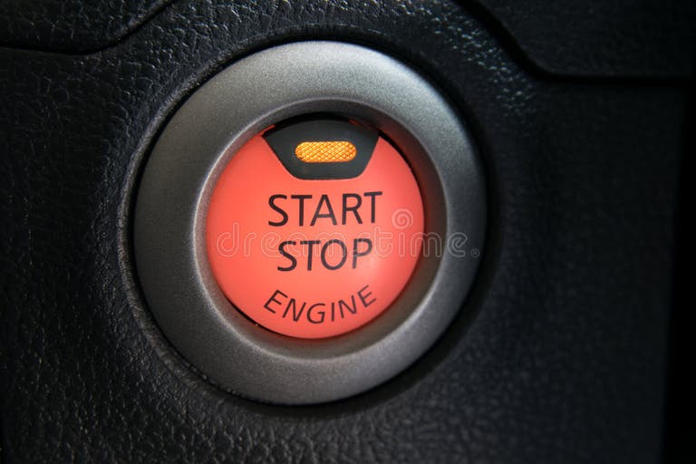 Engine Start Stop Button from a Modern Car Interior Stock Photo - Image ...