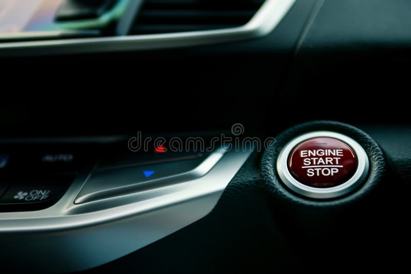 Engine Start/stop Button in Modern Car, Stock Image - Image of detail ...