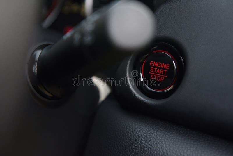 Engine Start Stop with Red Light in a New Technology Car Engine Start ...