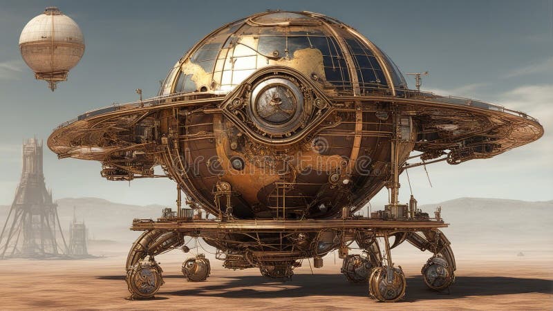 Engine a Steampunk Space Satellite on an Alien World the Satellite is ...