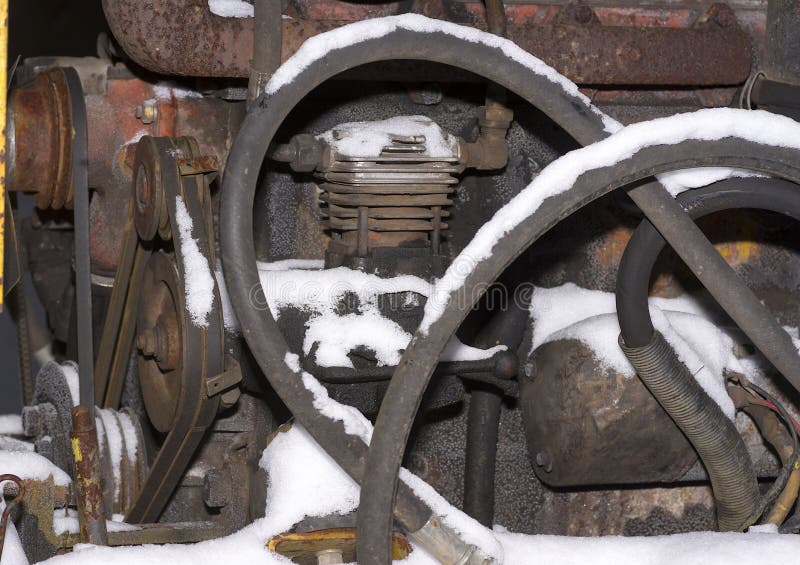 Diesel Engine from an Old Vehicle (bulldozer) . Stock Image - Image of ...