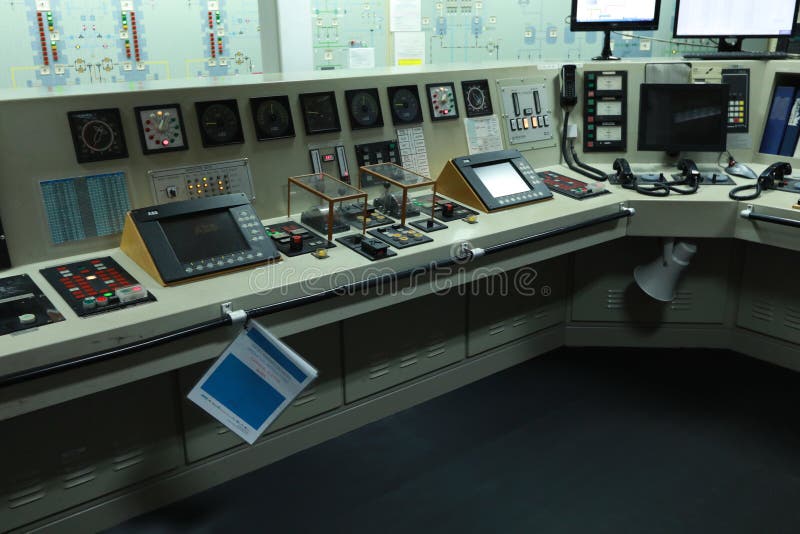 Engine Surveillance Monitors in Engine Room of Ship Stock Photo - Image ...