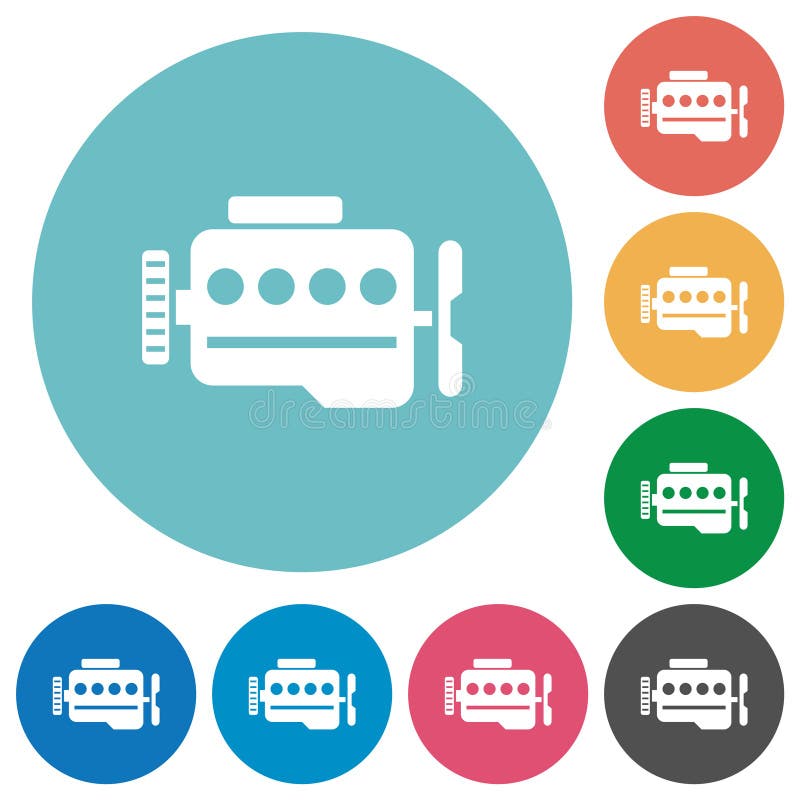 Engine Symbol Flat Round Icons Stock Vector - Illustration of simple ...