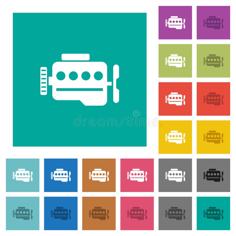 Engine Symbol Square Flat Multi Colored Icons Stock Vector ...