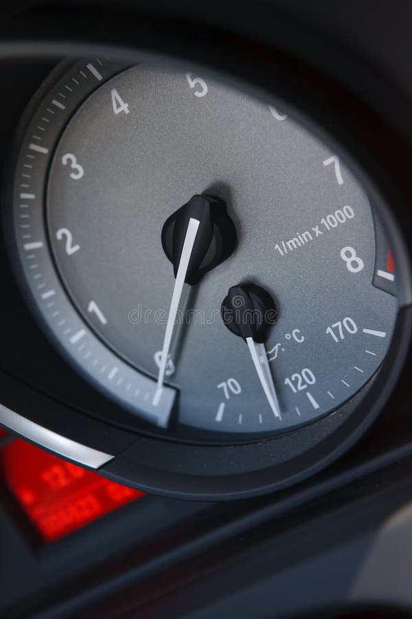 Engine Tachometer in Sportscar Stock Image - Image of knob, handbook ...