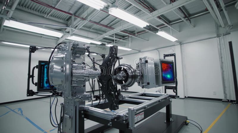 Engine Test Rig in Aerospace Lab, Rotating Turbine Mounted on Vibration ...