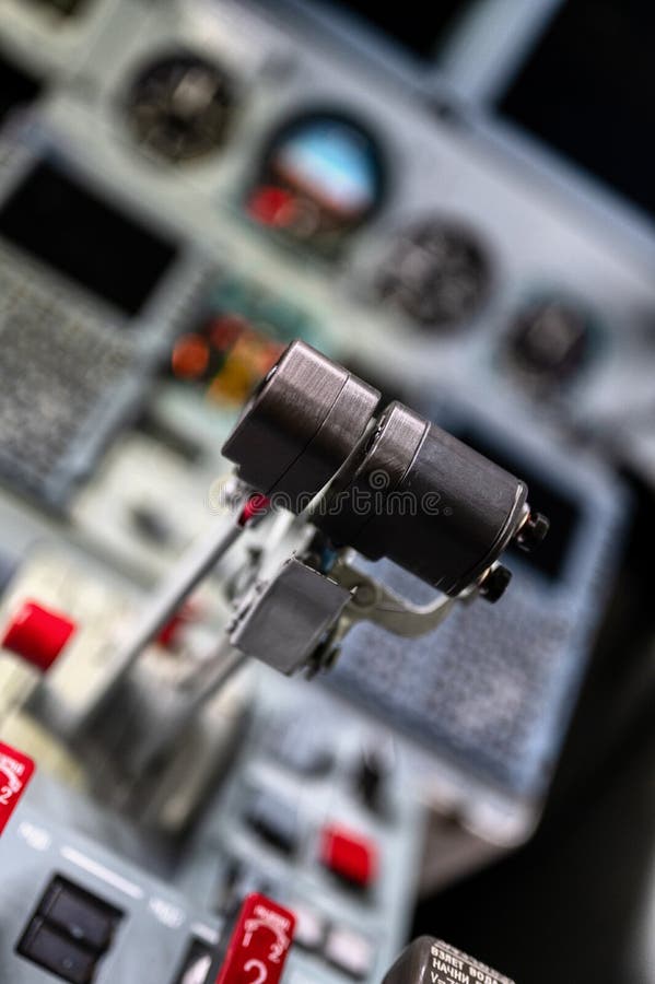 Engine Thrust Levers. Modern Jet Aircraft, Cockpit Stock Photo - Image ...