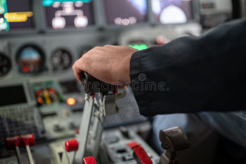 Engine Thrust Levers. Modern Jet Aircraft, Cockpit Stock Photo - Image ...