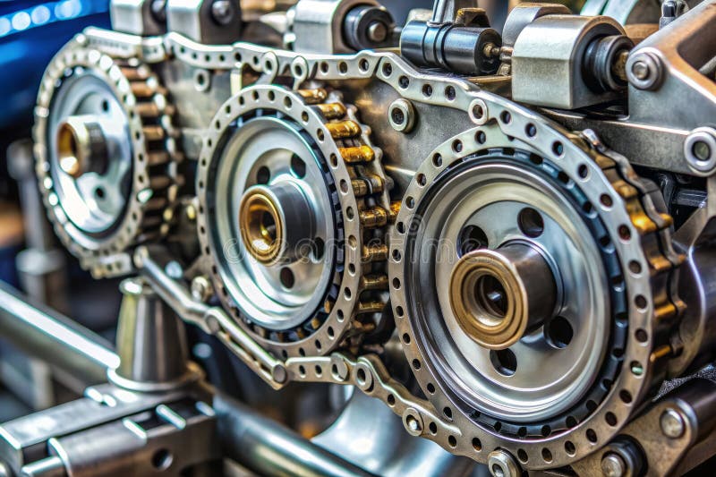 Engine Timing Chain Guides and Tensioner Assembly Installed on Block ...