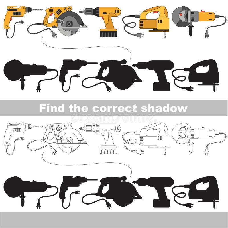 Engine Tools Set. Find Correct Shadow. Stock Vector - Illustration of ...