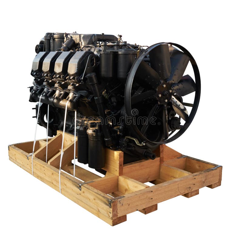 Engine on a Transport Pallet. Isolated Image Stock Photo - Image of ...