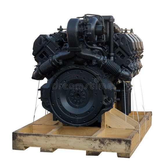 Engine on a Transport Pallet. Isolated Image Stock Image - Image of ...