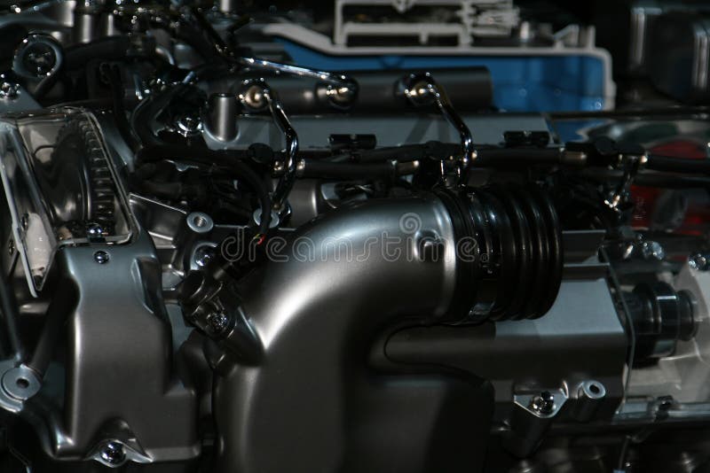 Car engine with blue beam stock photo. Image of turbo - 15289174