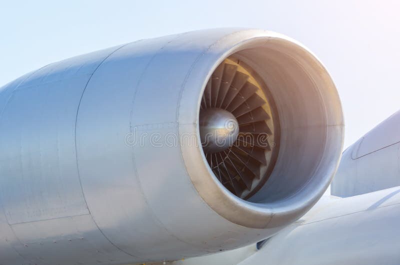 Engine Turbo Fan Long Engine Aircraft. Stock Photo - Image of airliner ...