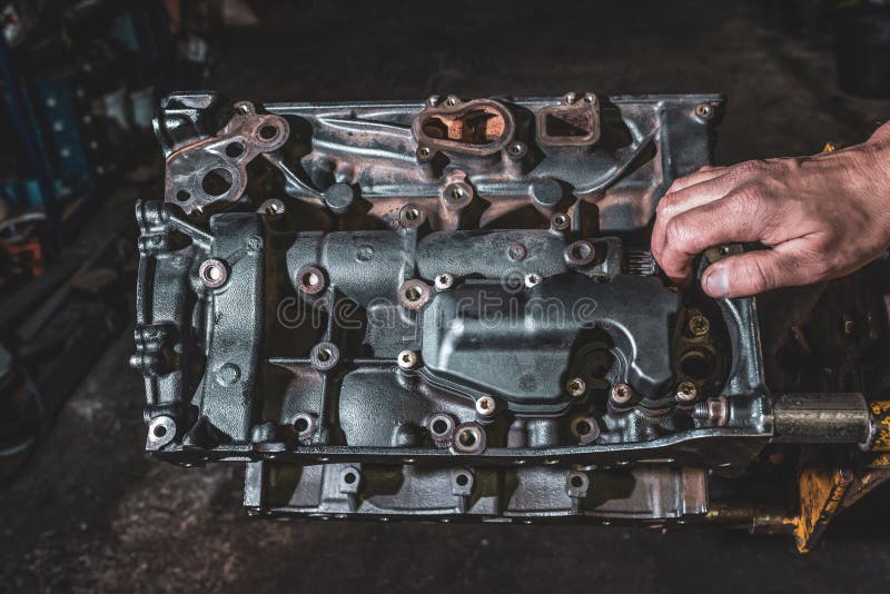Engine Under Repair in the Garage. Repair Service Stock Photo - Image ...