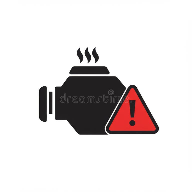 Engine Warning Icon: Black Engine with Red Alert Triangle Stock ...