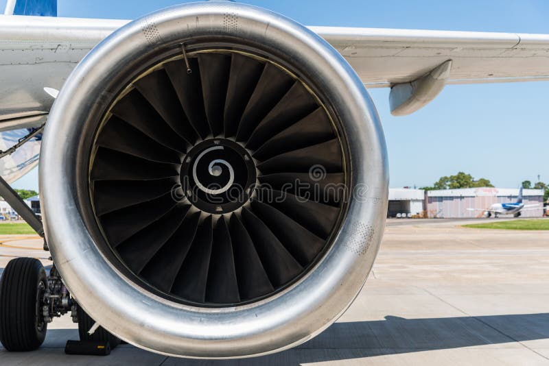 Engine and a Wing of an Aircraft Plane at the Airport. Stock Photo ...