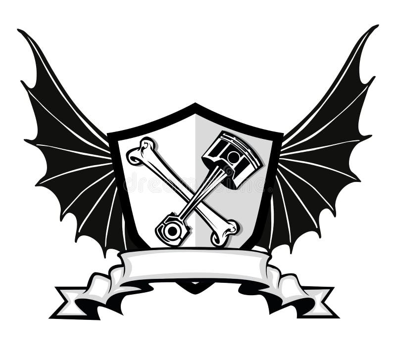 Engine wings shield stock vector. Illustration of biker - 70297527