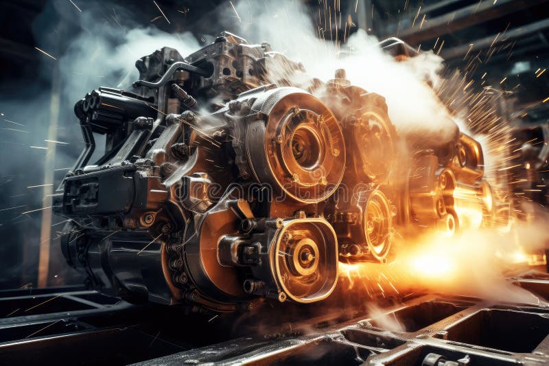 Engine Working at the Factory. Industrial Stock Illustration ...