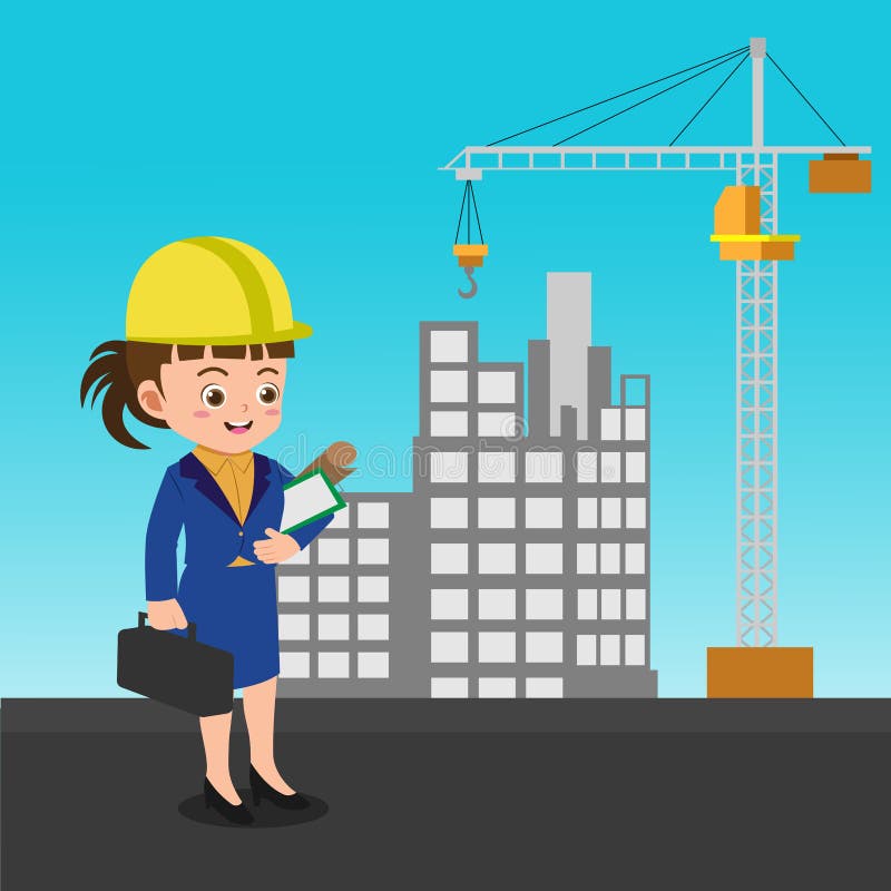 Cute Girl Working As Engineer Stock Vector - Illustration of people ...