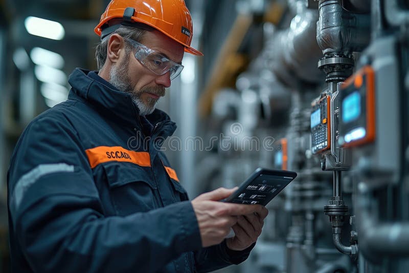 Engineer Analyzes SCADA Application on Tablet for Real-Time Data and ...