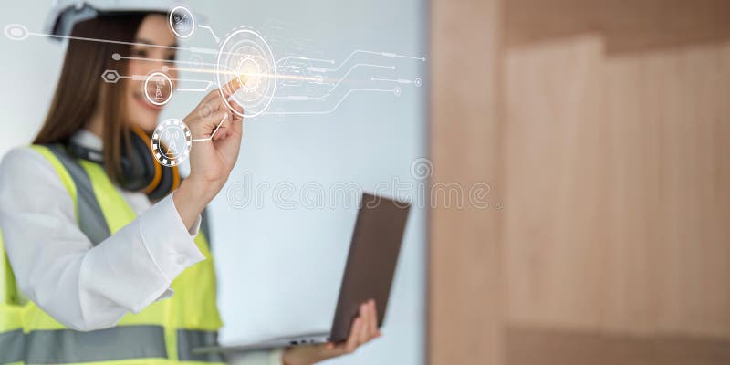 Engineer Analyzing of Under Construction Project with Technology and ...