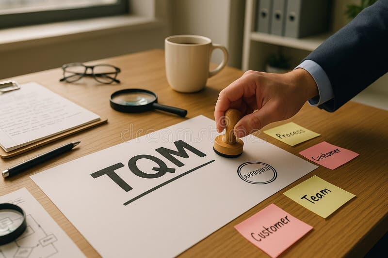 Engineer Applying Quality Assurance Stamp on Total Quality Management ...