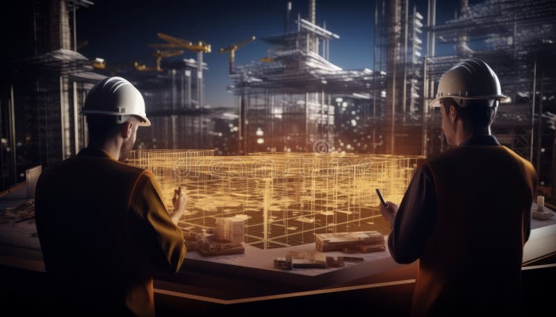 Engineer and Architect Analyzing of Under Construction Project with ...