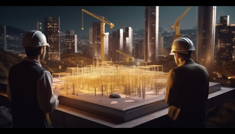 Engineer and Architect Analyzing of Under Construction Project with ...