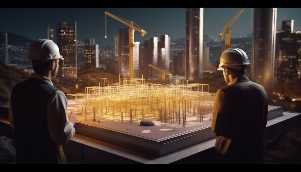 Engineer and Architect Analyzing of Under Construction Project with ...