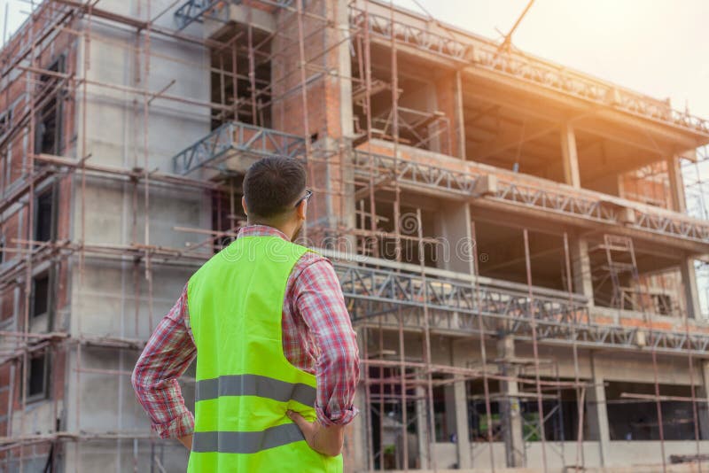 Engineer Architect on a Building Construction Site Stock Image - Image ...