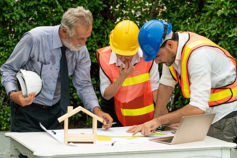 Senior Engineer and Architect Working with Drawing Stock Image - Image ...