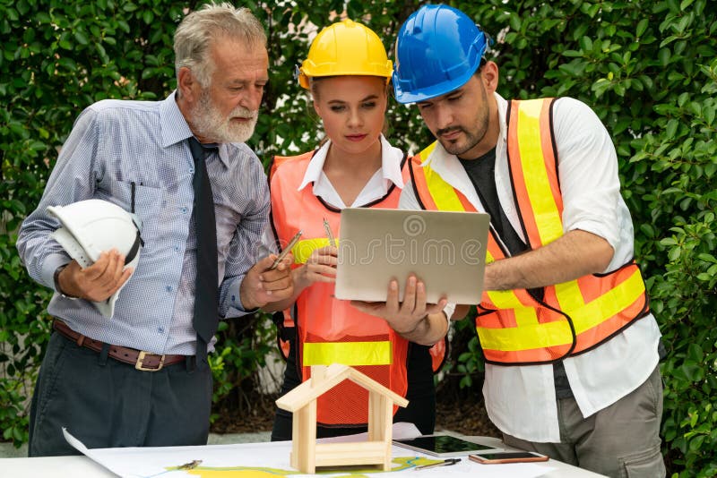 Engineer, Architect and Business Man Working. Stock Image - Image of ...