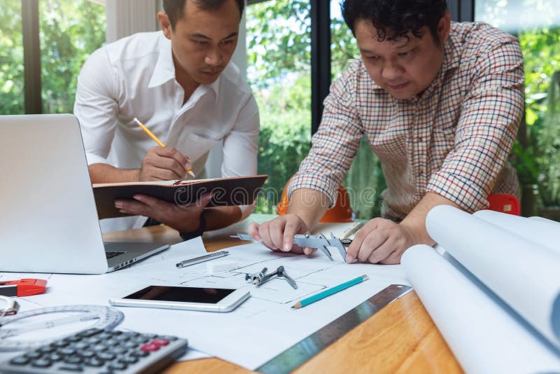 Engineer and Architect Concept, Engineer Architects Office Team Working ...