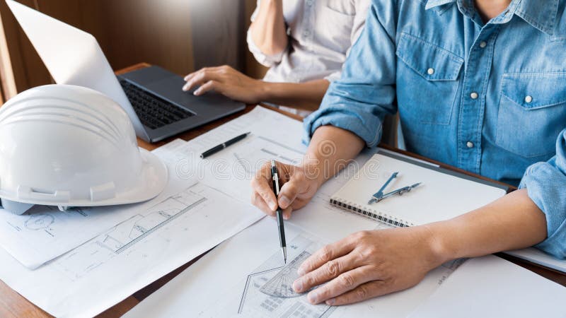 Engineer Architect Design Team Colleagues Working Office Discussing ...