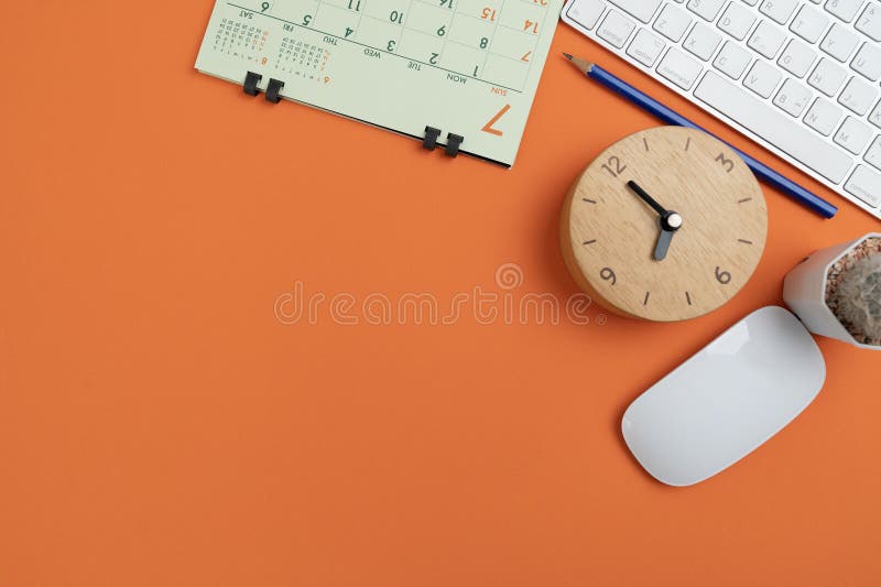 Engineer or Architect Desk with Stationery on Orange Table Background ...