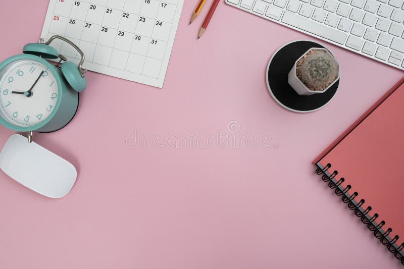 Engineer or Architect Desk with Stationery on Pink Background in the ...