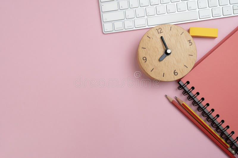 Engineer or Architect Desk with Stationery on Pink Table Background in ...