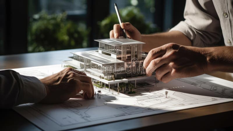Engineer Architect Develops A Layout Of Architecture Stock Illustration Illustration Of