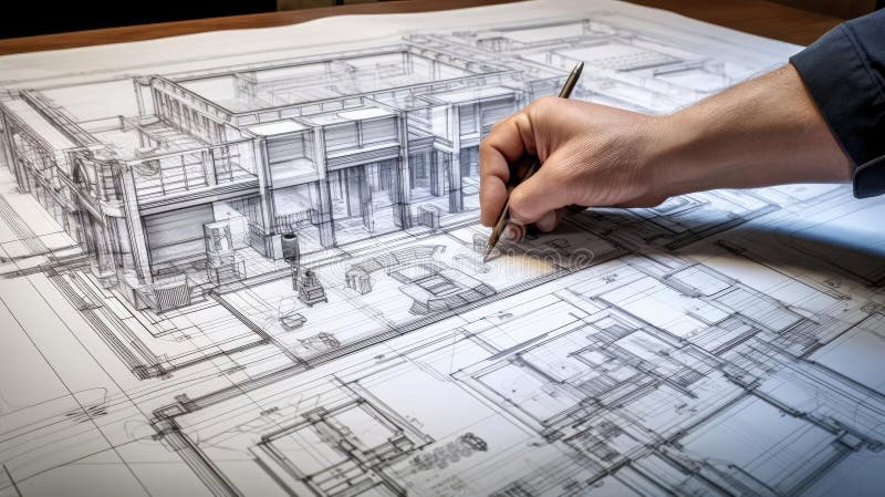 Engineer Architect Develops A Layout Of Architecture Stock Image Image Of Architect House