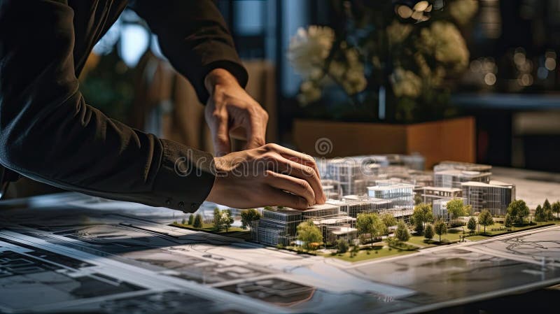Engineer Architect Develops a Layout of Architecture Stock Illustration ...