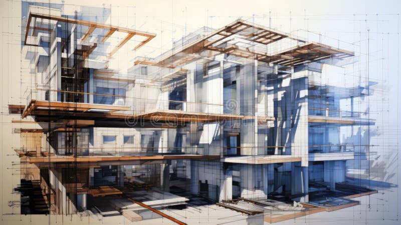 Engineer Architect Develops a Layout of Architecture Stock Photo ...