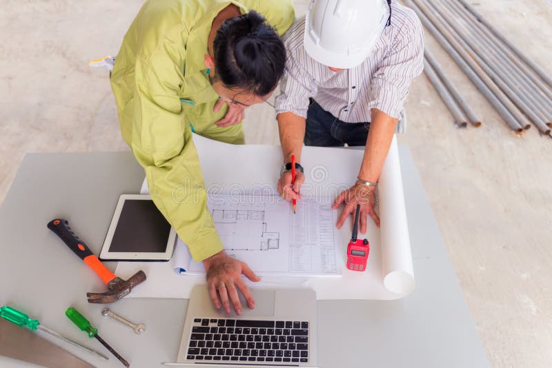 Engineer and Architect Discussing about Shop Drawing in Construction ...