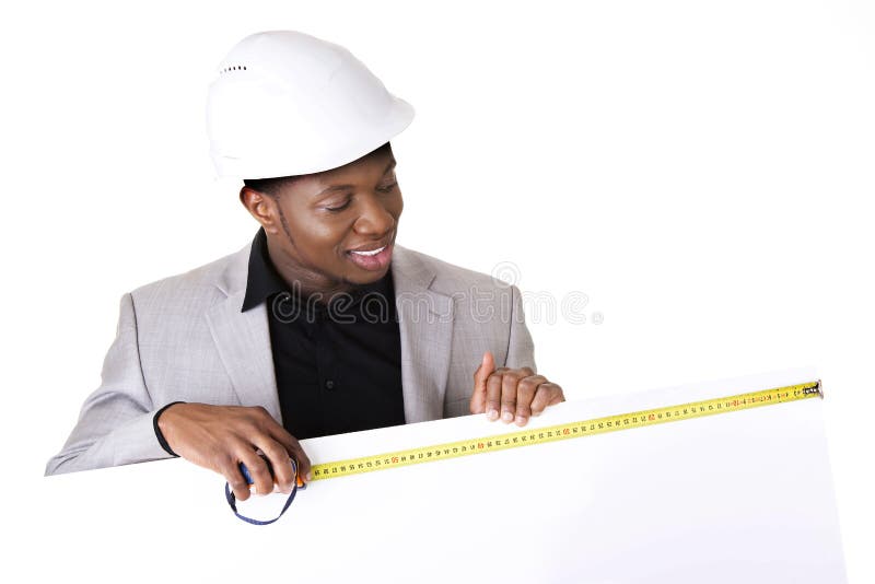 Engineer / Architect Man Showing Blank Sign Stock Image - Image of ...
