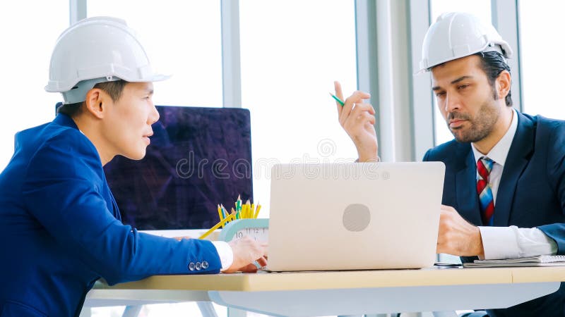 Engineer and Architect Meeting at Office Table Stock Image - Image of ...