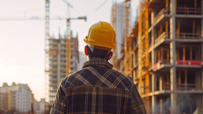 Engineer-Architect Standing Outside with His Back To Camera in a ...